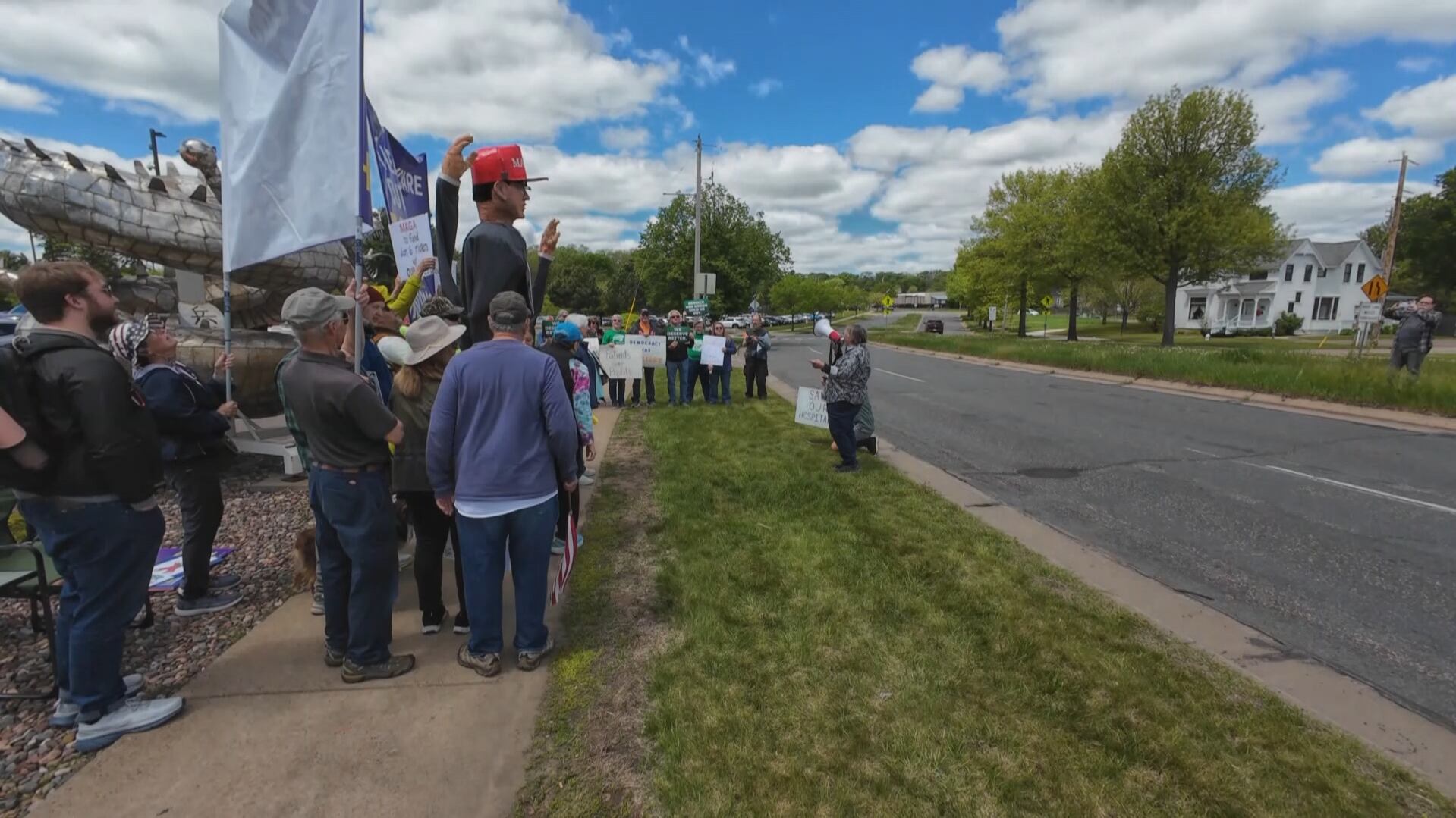 Rally against Derrick Van Orden and Tom Tiffany held outside Mayo Clinic
