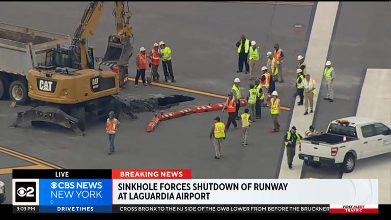Sinkhole closes busy LaGuardia Airport runway — sparks major delays ...