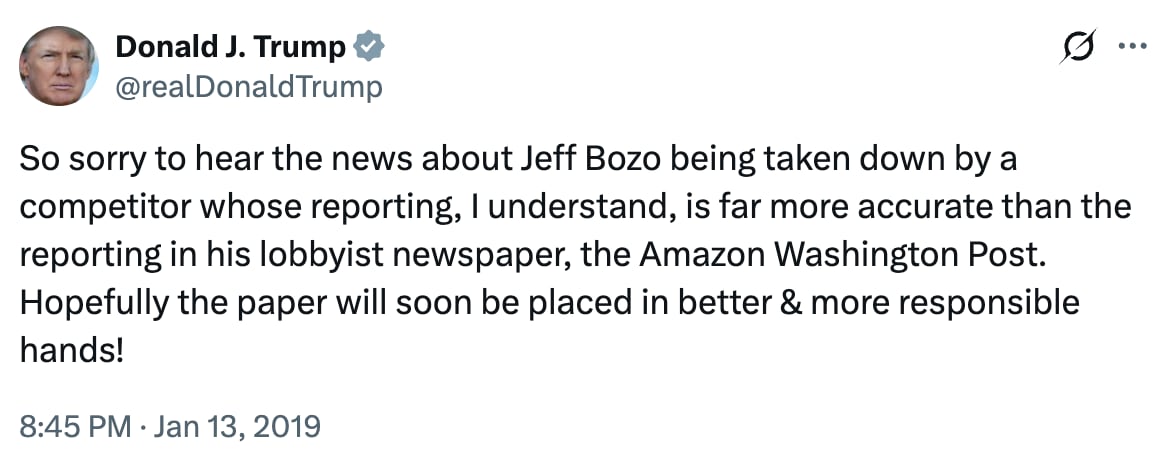 Jeff Bezos fawns over ‘more mature’ Trump 2.0