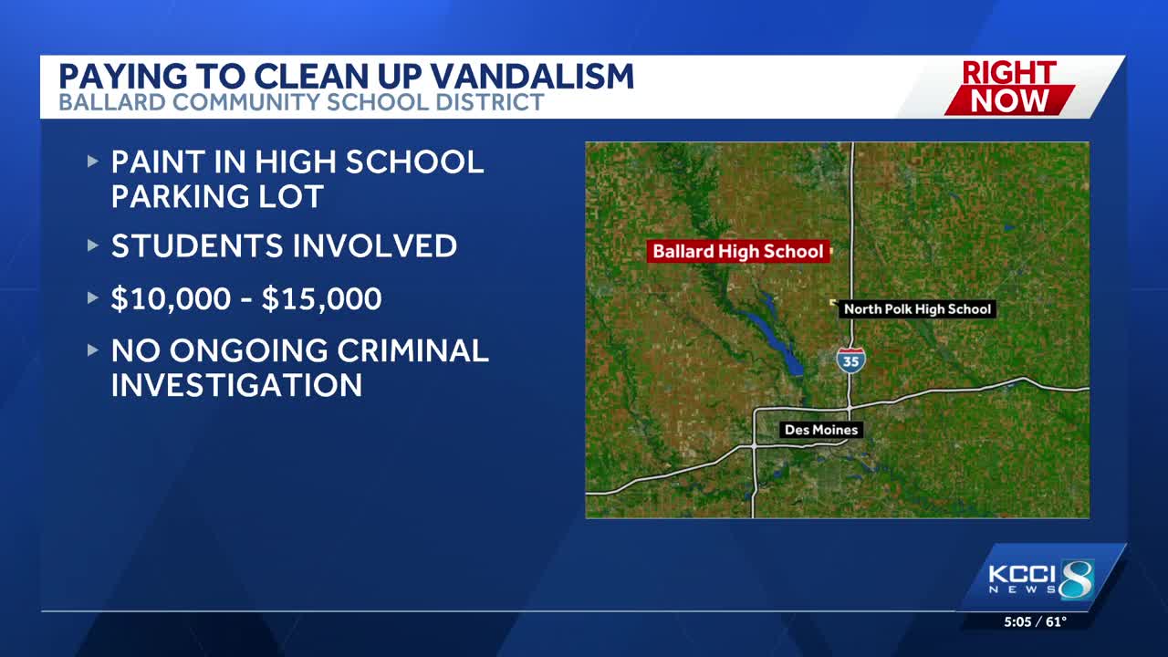 Ballard schools in Huxley face costly cleanup after parking lot vandalism
