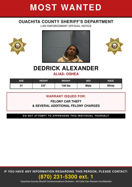 Ouachita County Sheriff’s Department searching for wanted man