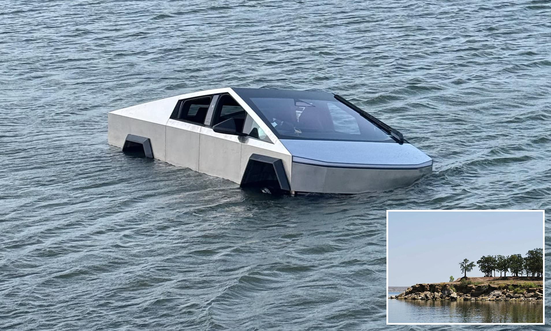 Cybertruck driver arrested after cruising into a lake using Tesla's ...