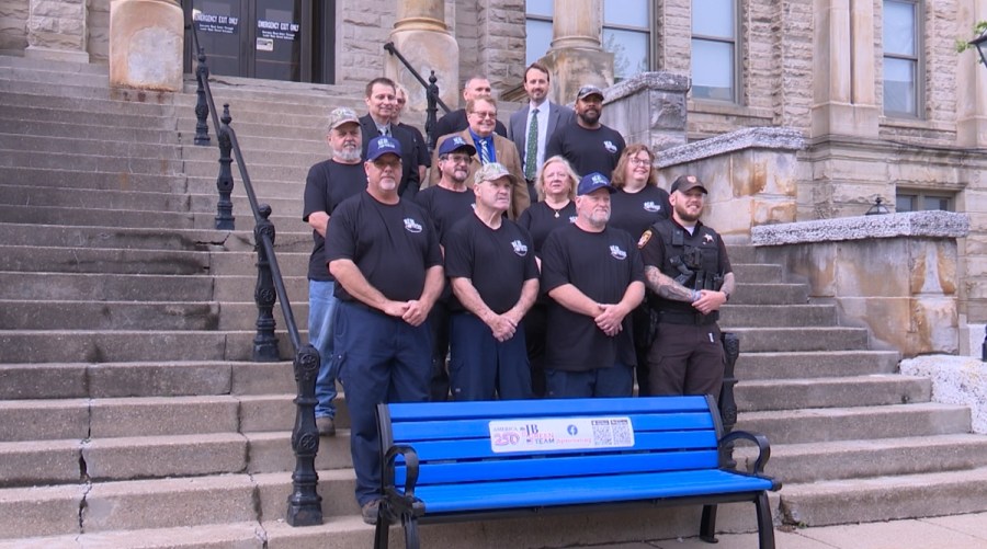 New bench unveiled at local courthouse ahead of USA 250 celebration