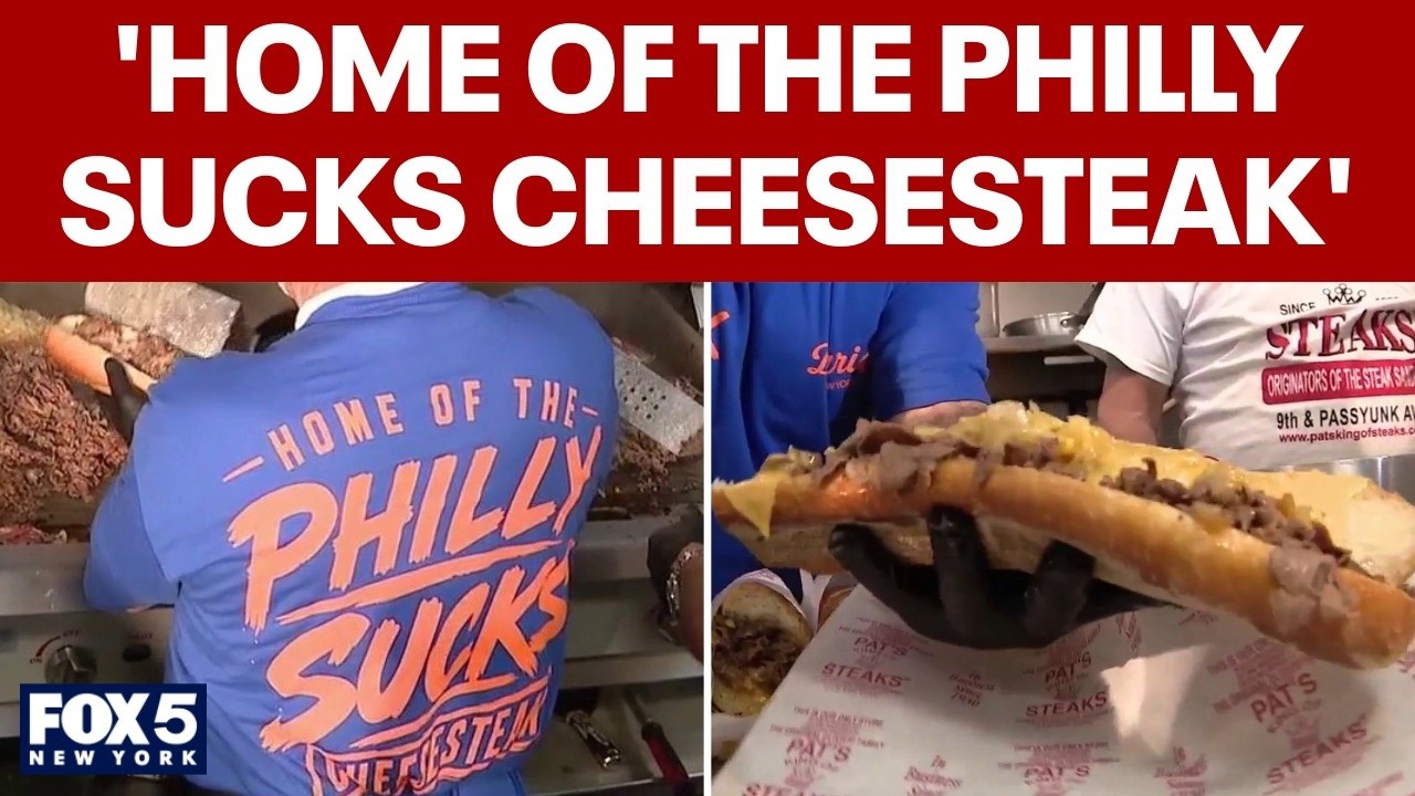 Serving up Philly cheesesteaks in a Knicks shirt
