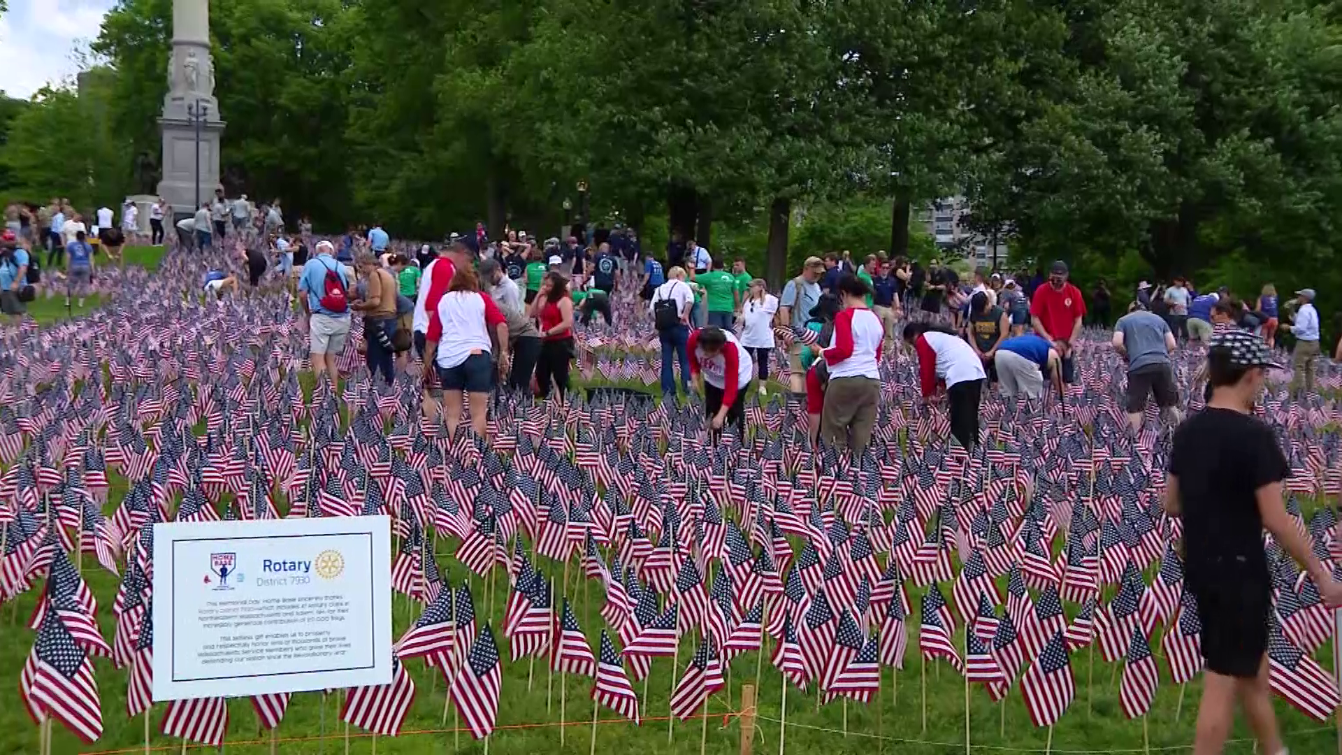 Volunteers plant American flags on Boston Common to honor fallen ...