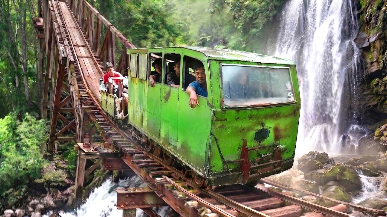 They built a homemade train in the middle of the forest