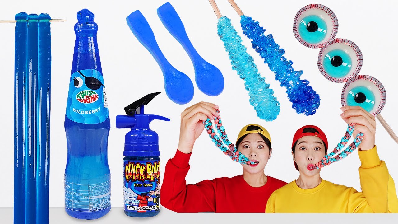 Mukbang blue color nerds rope jelly 파란색 음식 먹방 DONA 도나