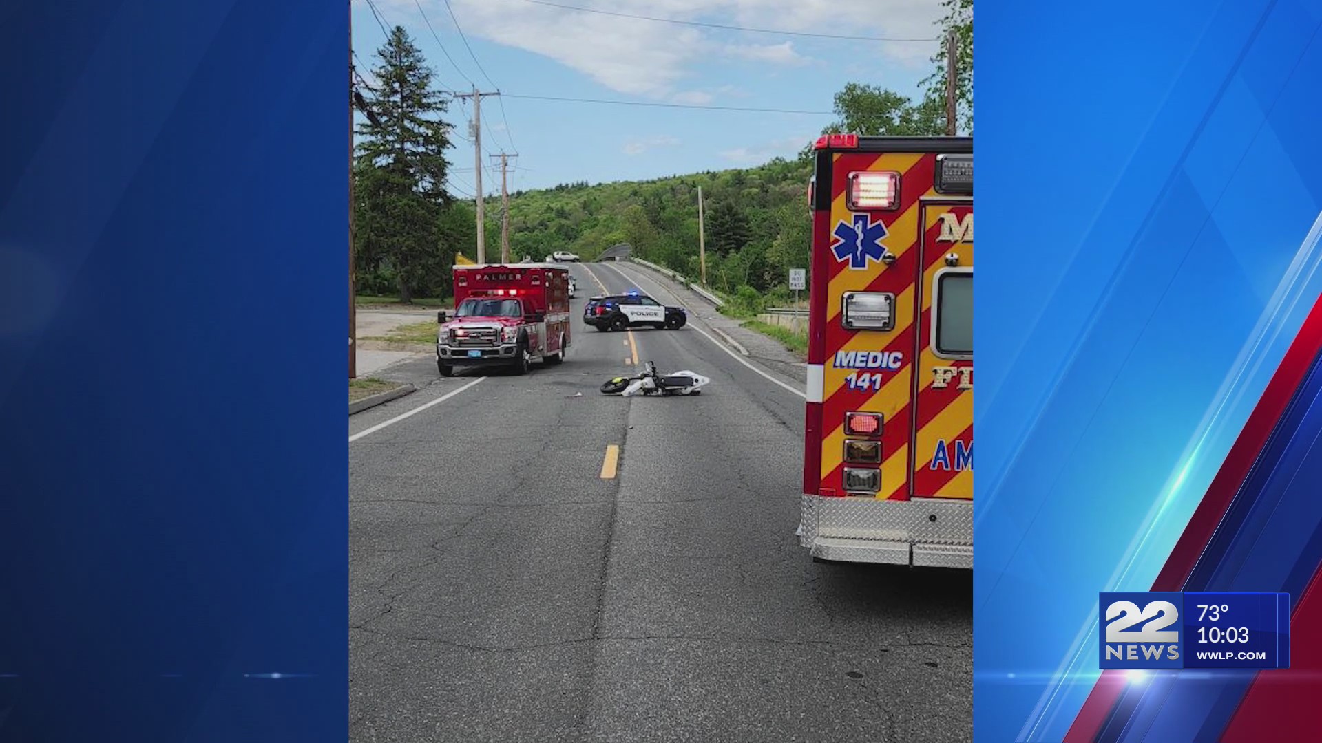Motorcyclist injured in crash on Palmer Rd. in Monson
