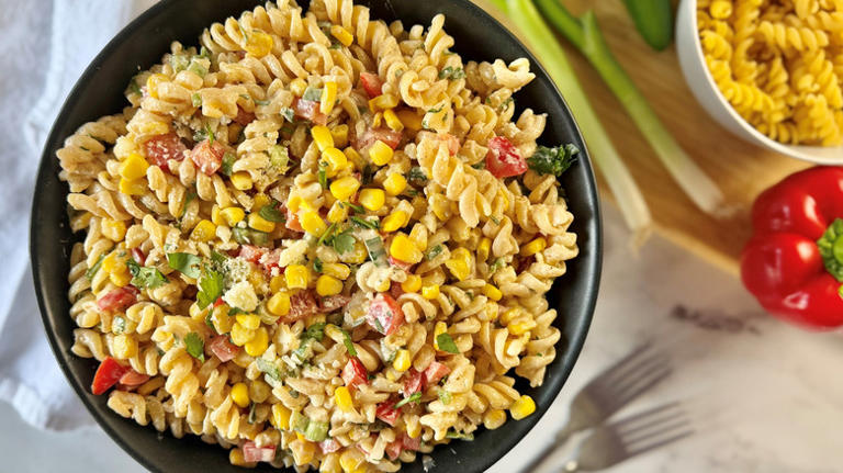 Elote corn pasta salad recipe