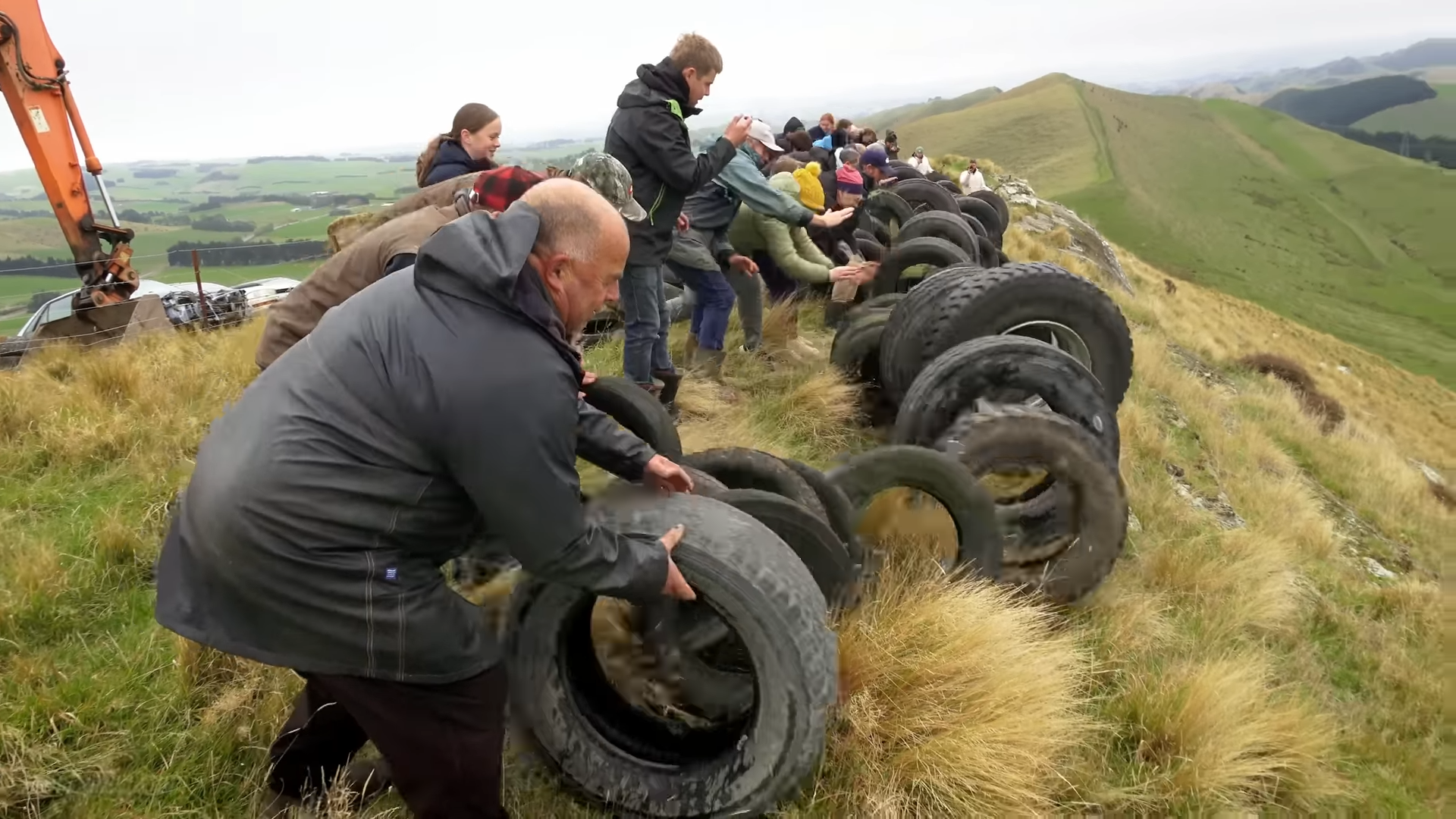 They threw a bunch of tires off a mountain - it caused a catastrophe
