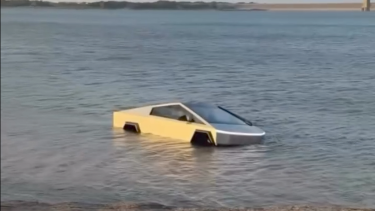 Tesla Cybertruck owner learns wade mode is not boat mode