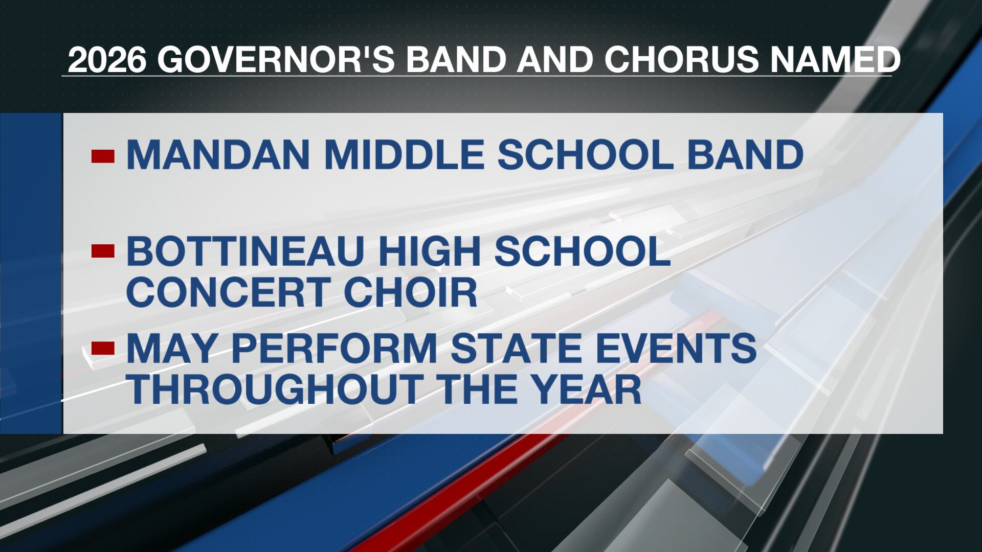 Mandan, Bottineau music groups named this year’s Governor’s Band and Chorus