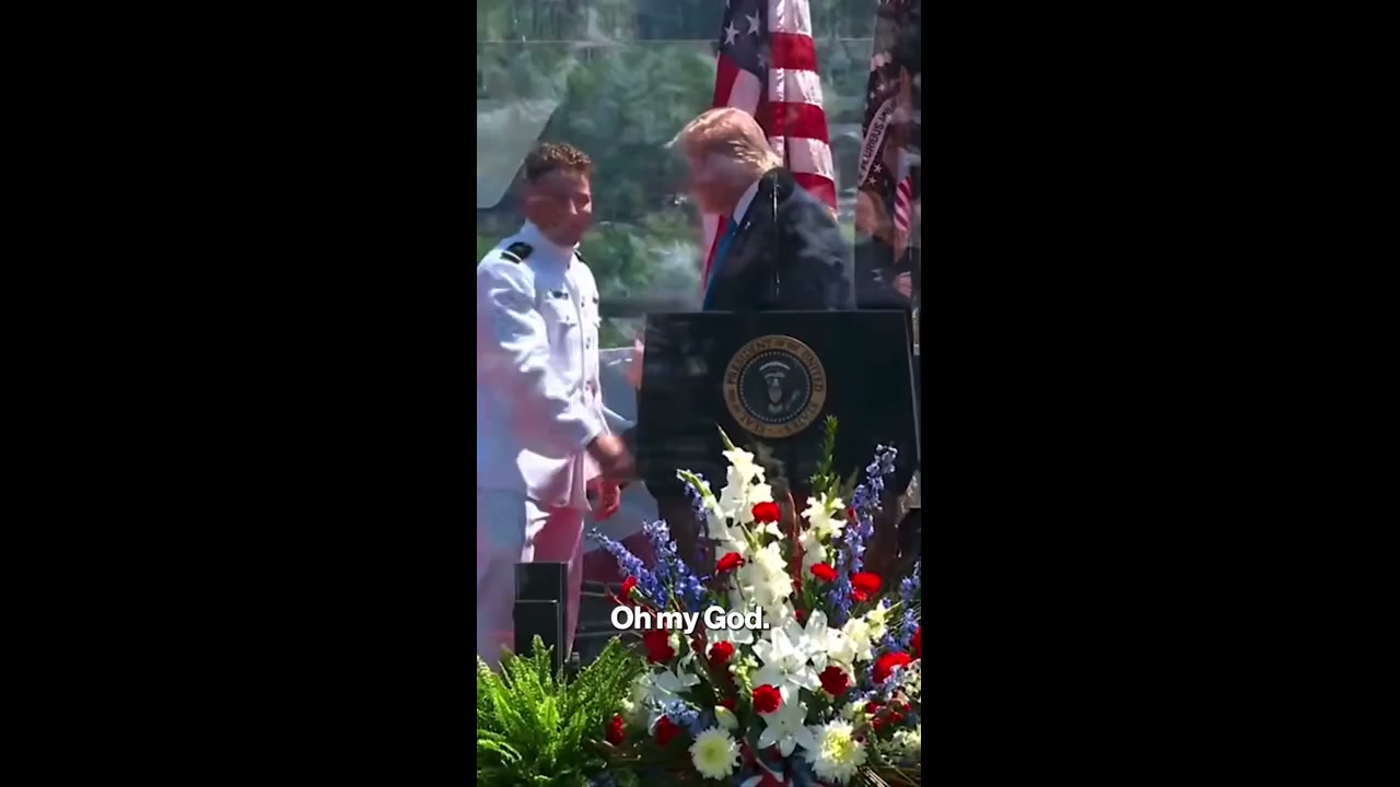Trump has 'fun' with cadet: 'Look at the muscles'