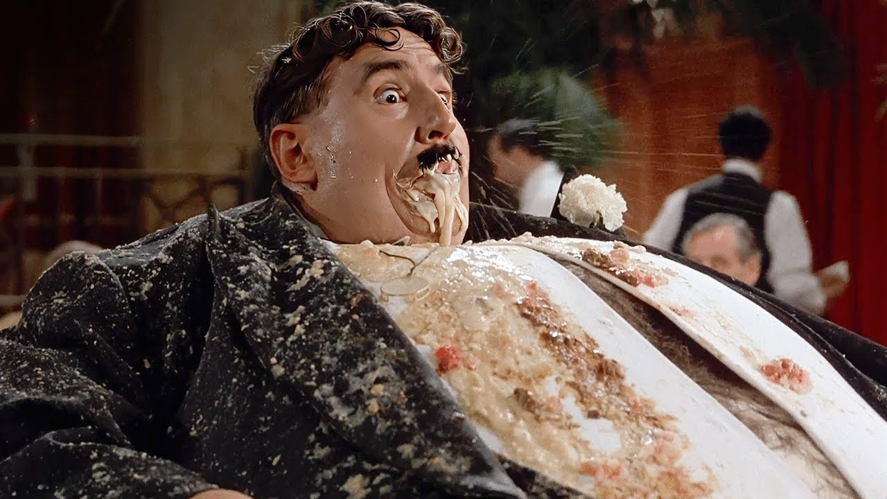 Mr. Creosote blows up from food – Monty Python's The Meaning of Life