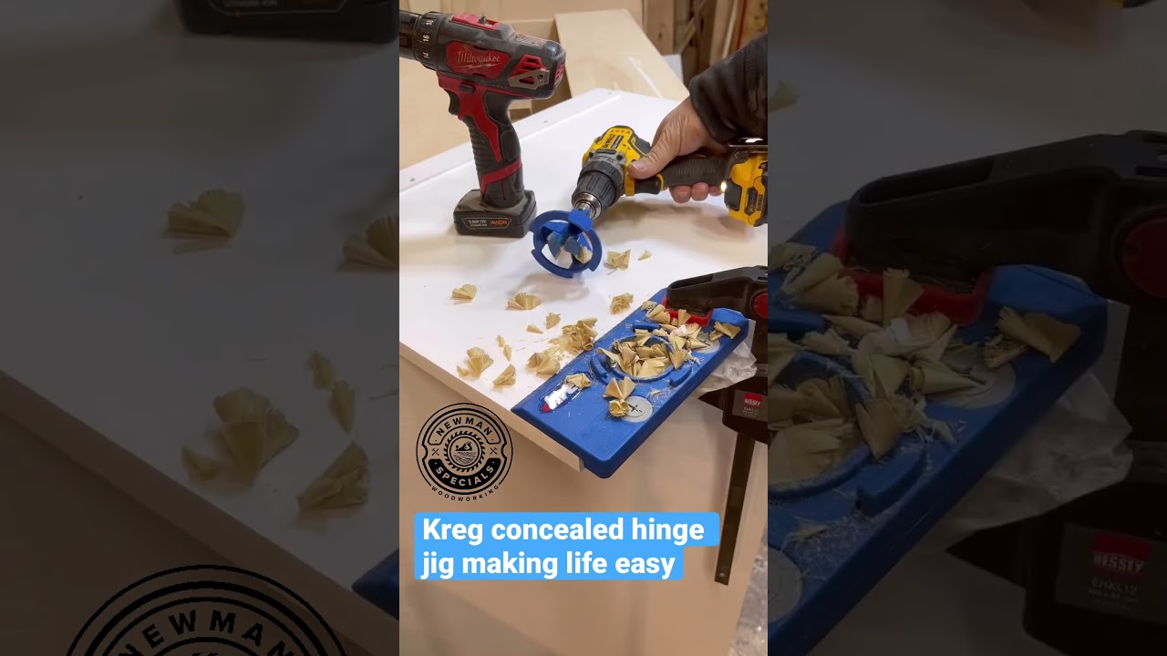 Kreg concealed hinge jig makes cabinet doors easy #woodworking #tools #diy