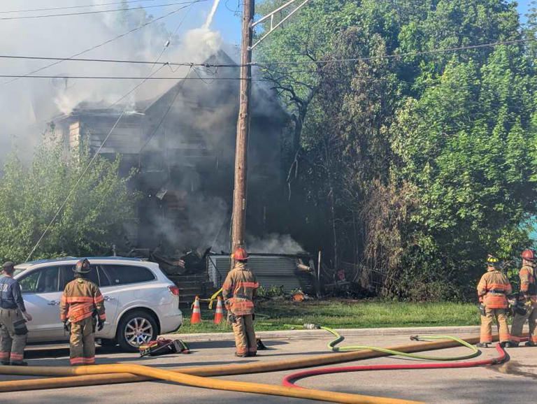 Firefighters battle house fire in Rockford Wednesday Afteroon