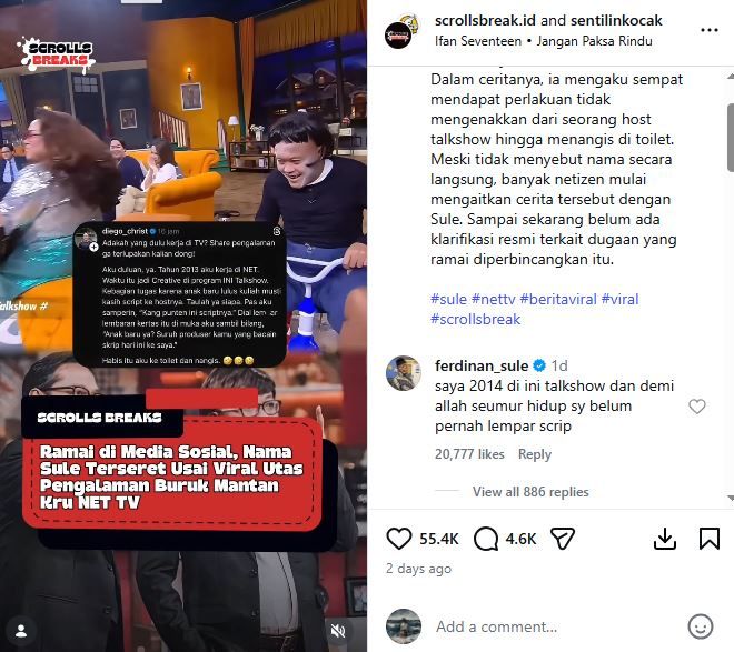 Sule dituding pernah lempar skrip ke muka kru Ini Talkshow, sang ...