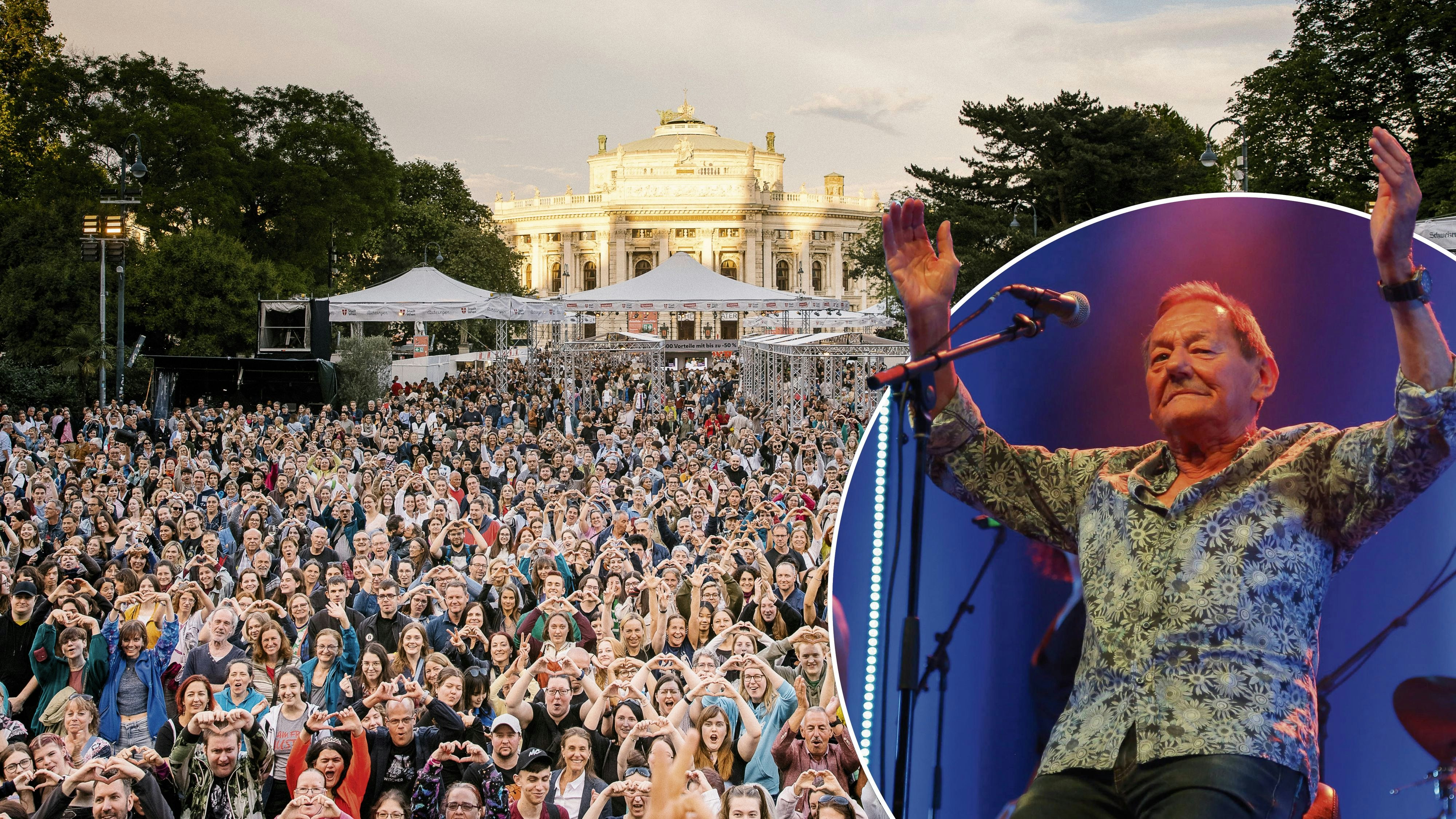 Ambros geigt beim Wienliebe Festival vorm Rathaus auf