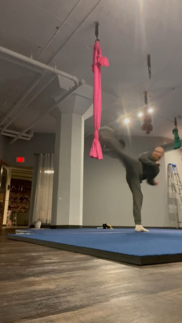 Silk hammock workout aerial control training