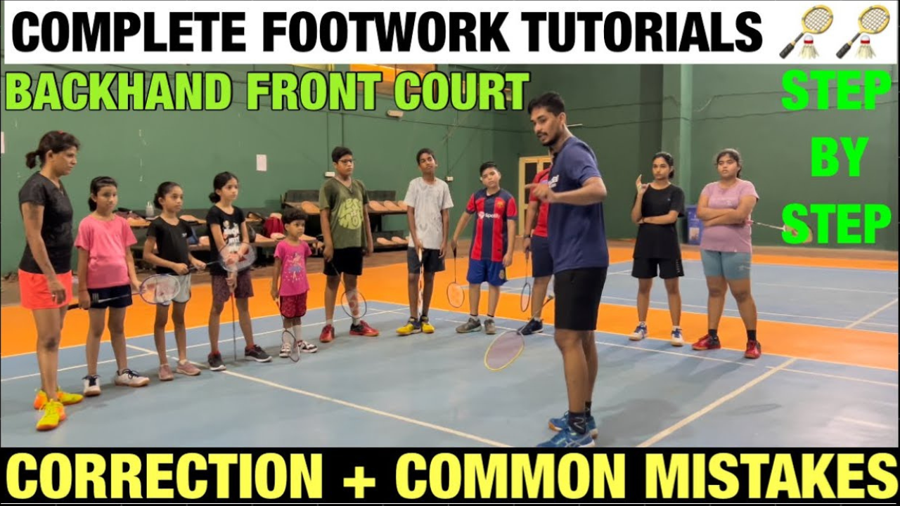 Backhand front court footwork movement badminton tutorial guide