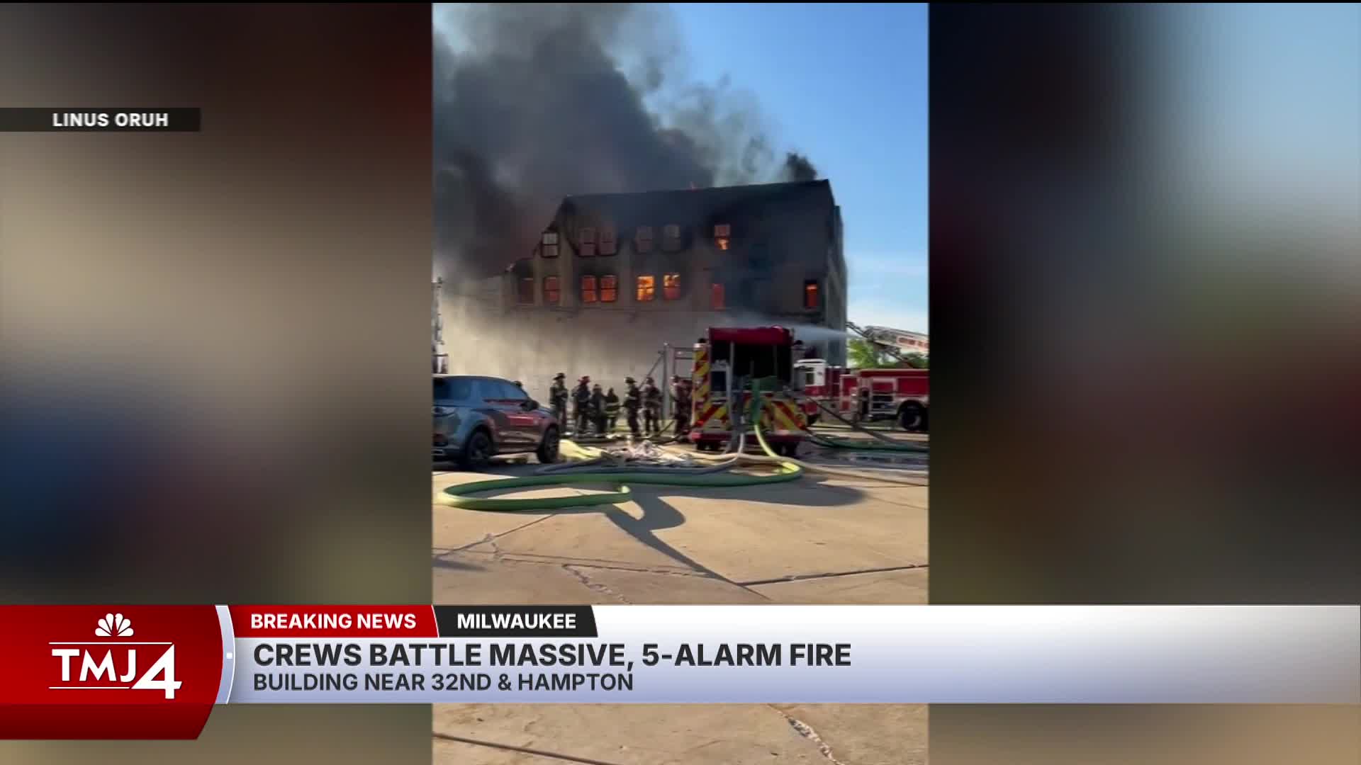 Five-alarm fire destroys vacant Milwaukee warehouse