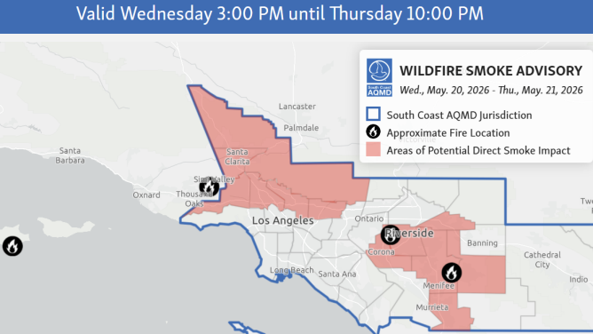 Air quality monitors issue smoke advisory for Southern California wildfires