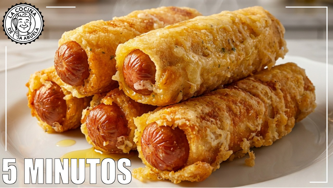 Rollos de salchicha en 5 minutos cena sin horno con solo 4 ingredientes