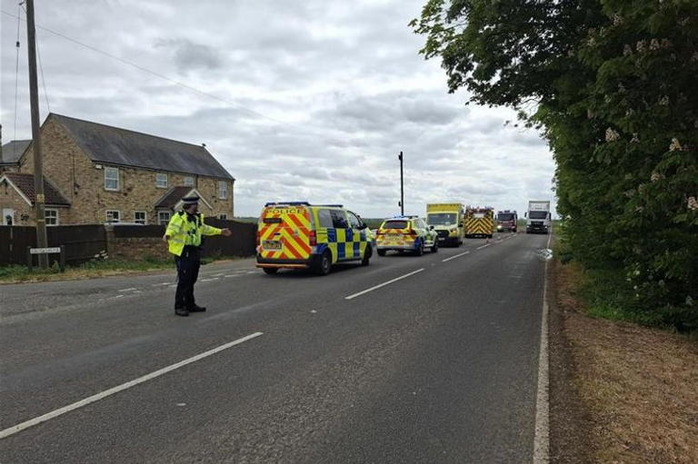 Two taken to hospital after car crashes into wall
