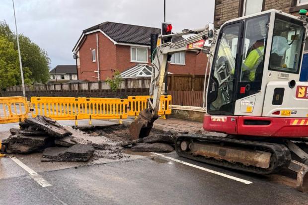 Blackburn road remains closed as works to fix burst water main continue