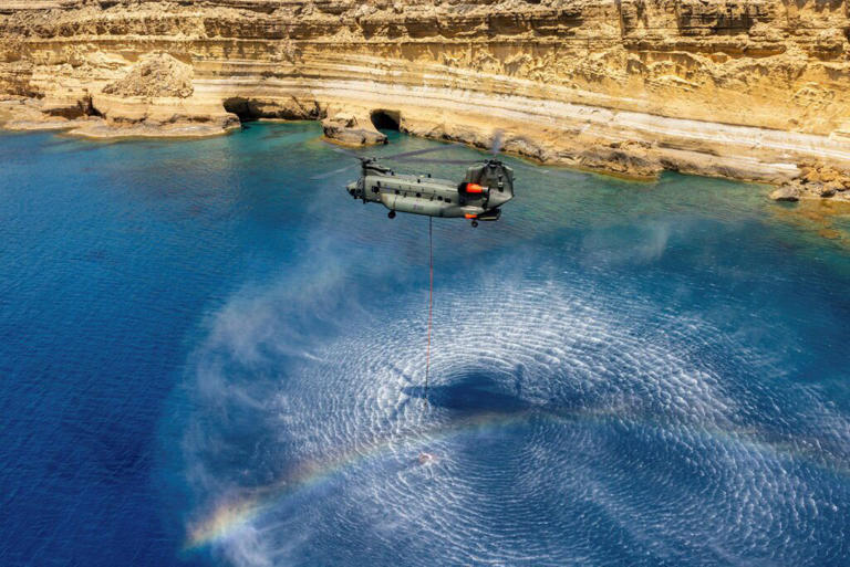 RAF Chinooks train for Cyprus wildfire season