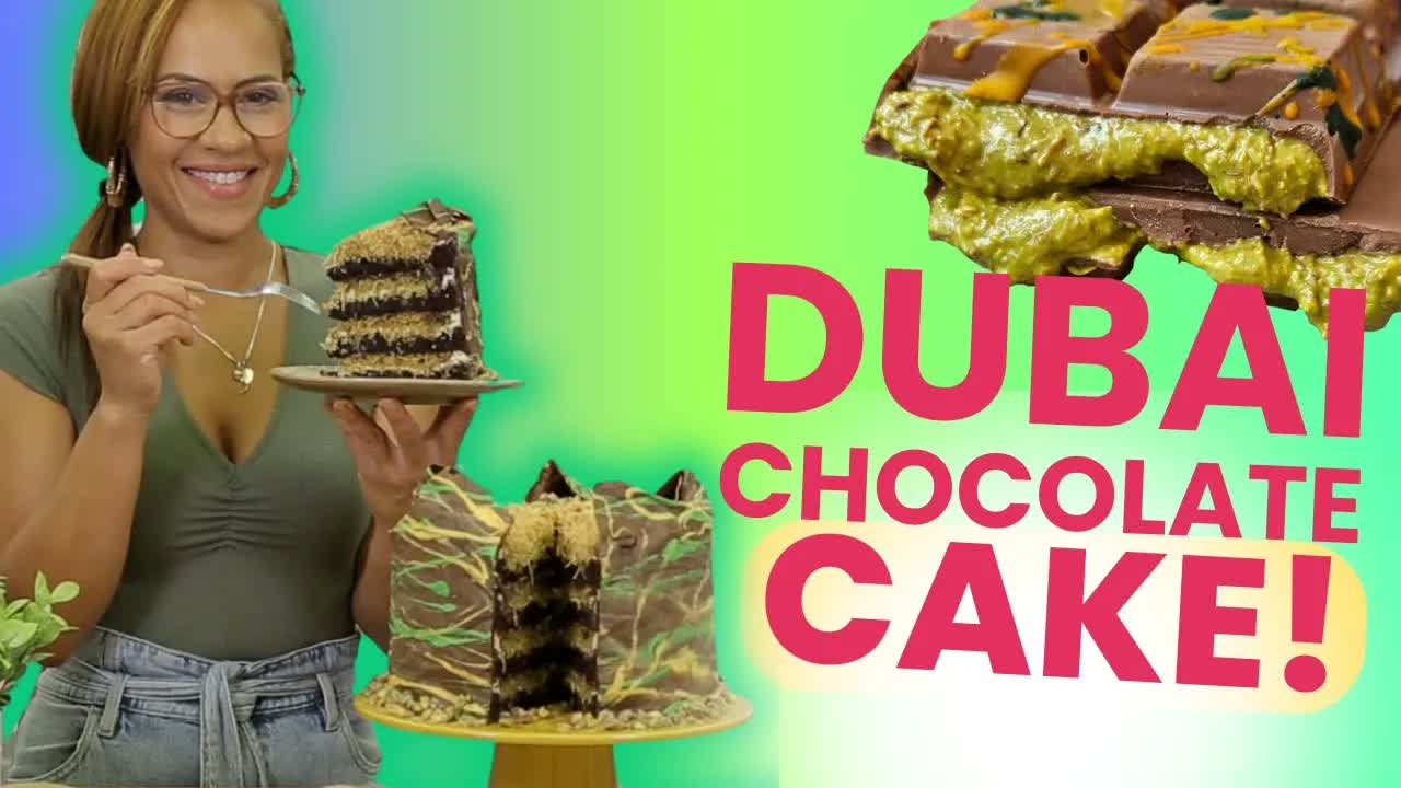 How to make Dubai chocolate bar cake
