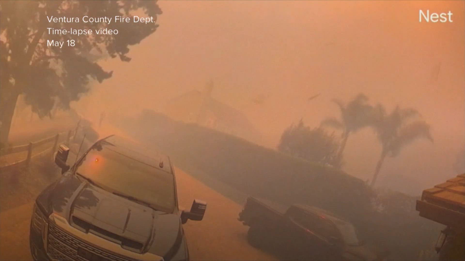 Winds fuel a fire burning in the Los Angeles area