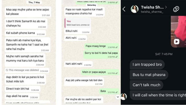 Twisha Sharma's explosive WhatsApp chats with mother reveal harassment ...