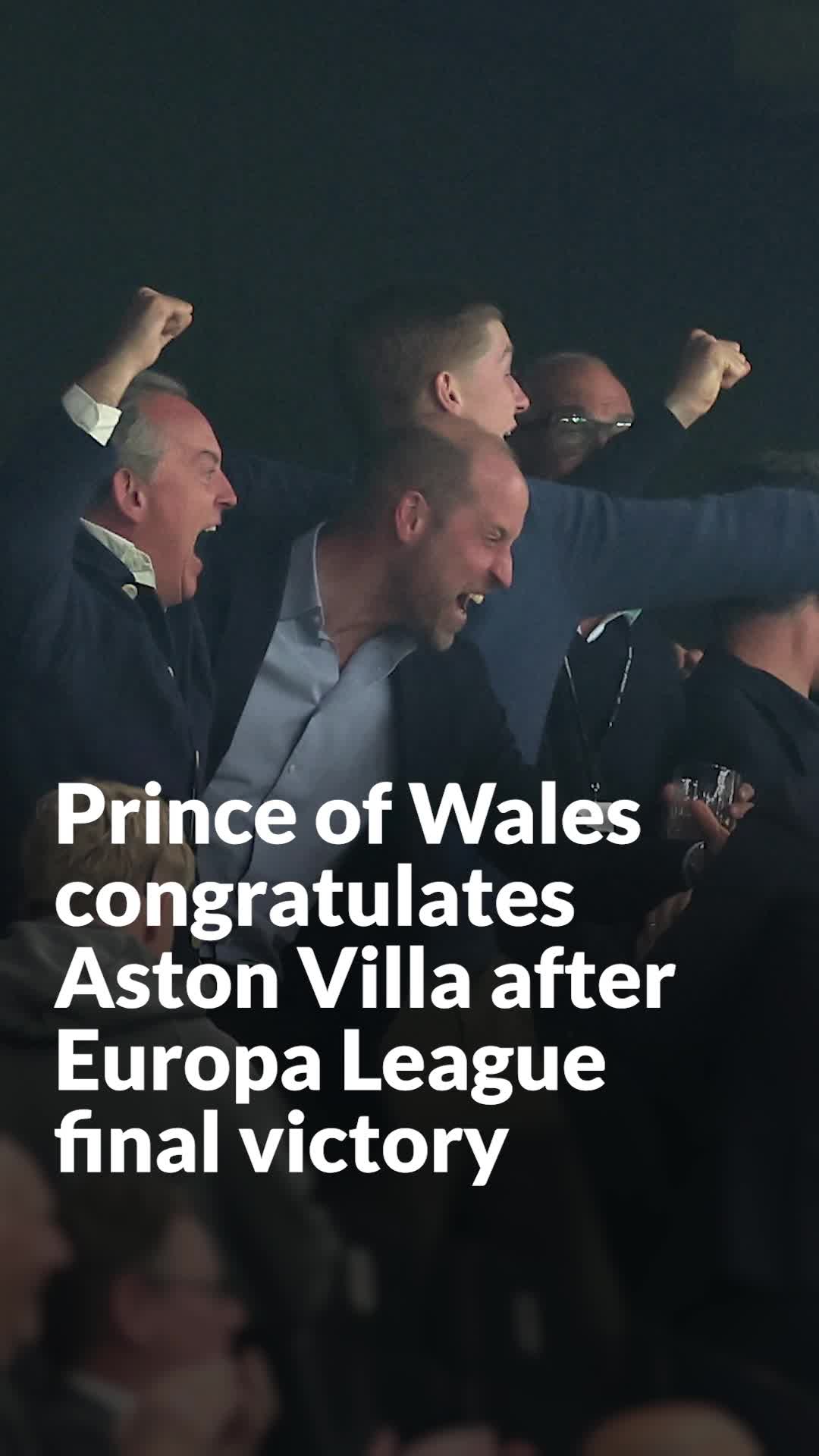 Prince of Wales congratulates Aston Villa after Europa League final victory