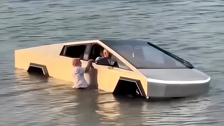 Man arrested after driving Tesla Cybertruck into lake to test Wade Mode