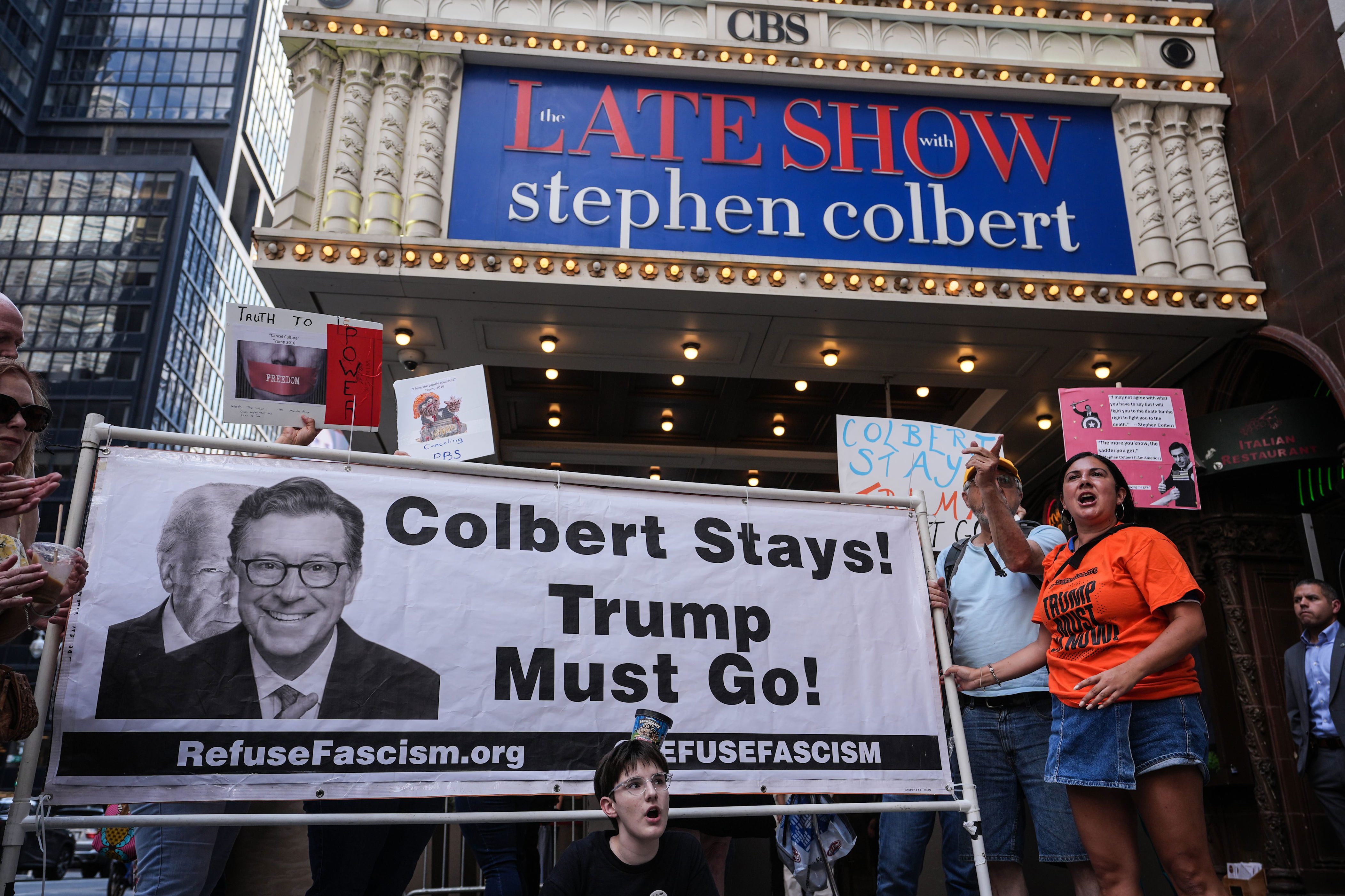 Stars blast CBS and Trump hours before Colbert’s final show