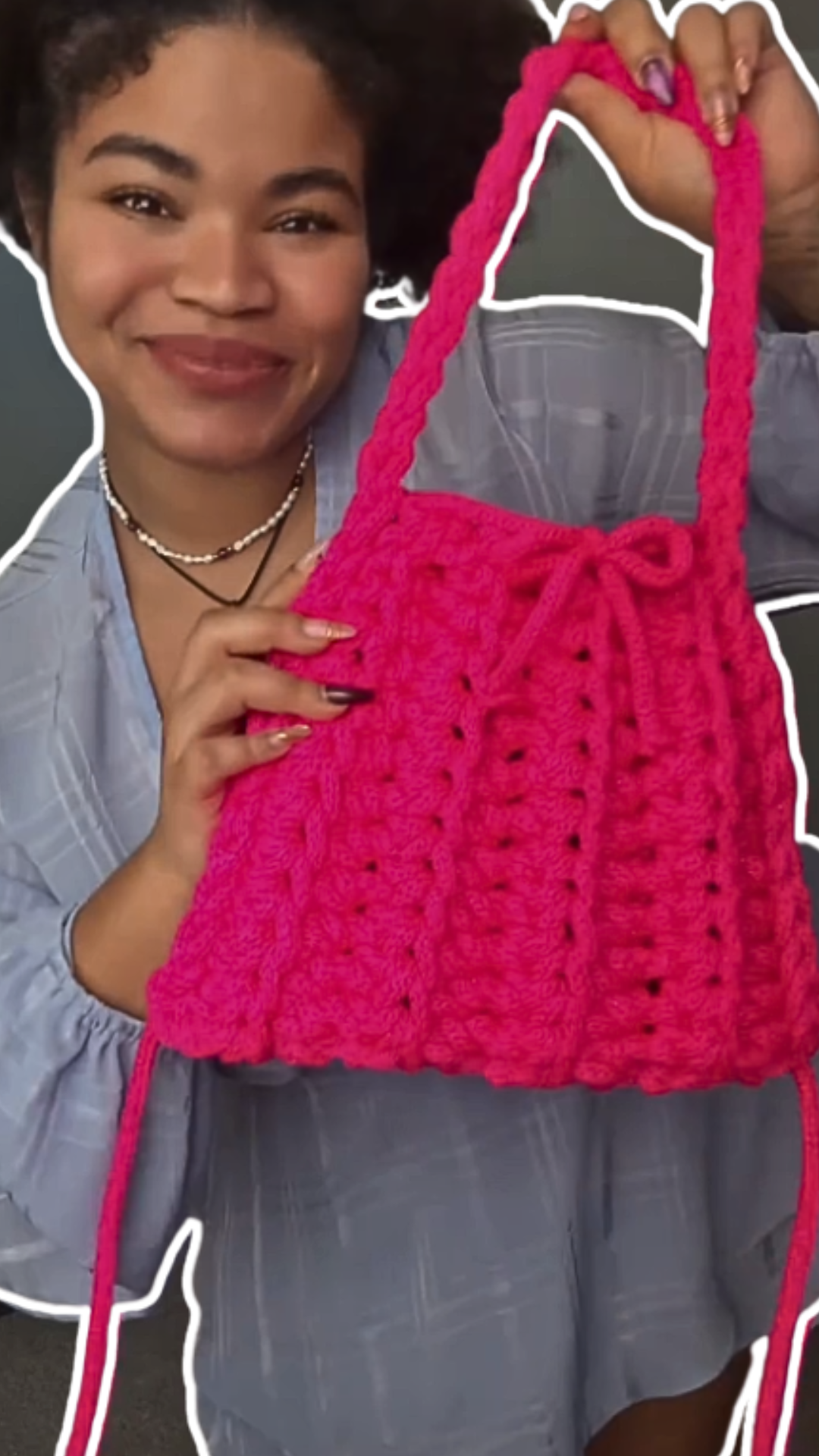 Crochet I-cord bag handmade fashion design