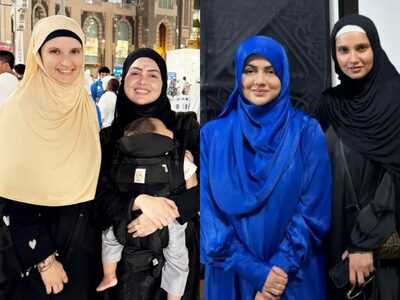 Pics: Sana Khan heads for her 4th Haj with husband Mufti Anas