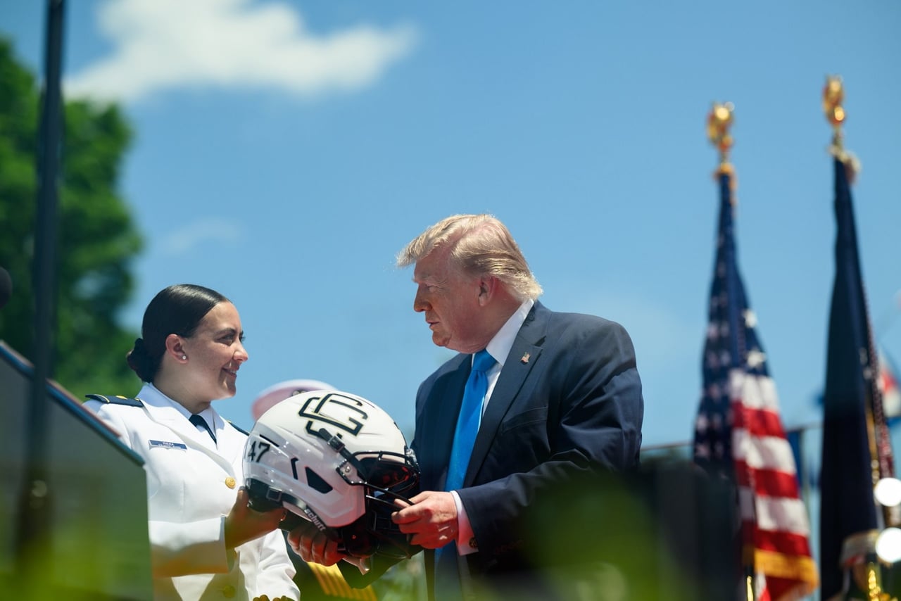 Heat, honor and high stakes: Trump addresses Coast Guard Academy ...