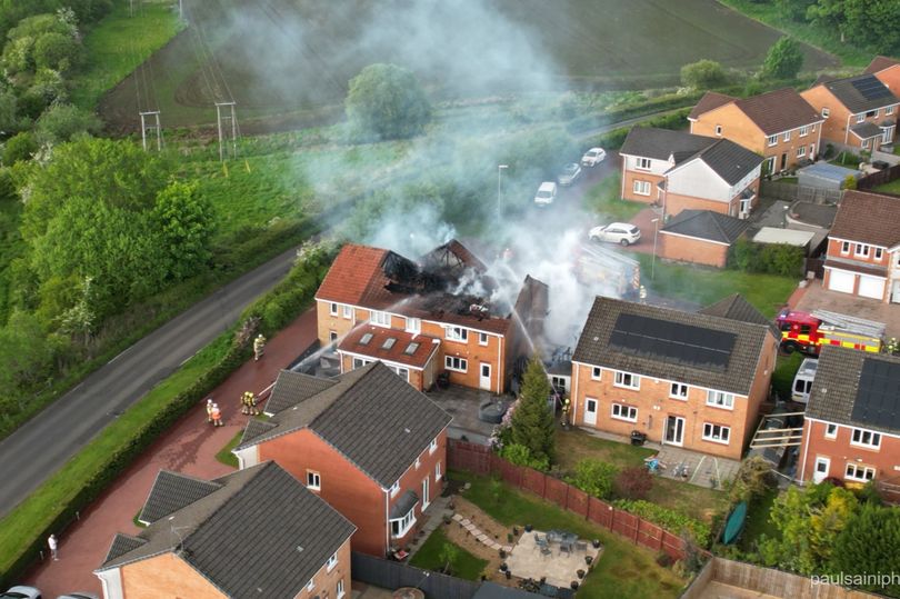 Fire tears through Glasgow home as drone footage shows tragic aftermath