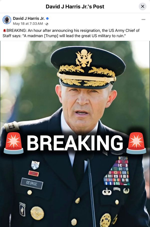 Gen. Randy George didn't warn of 'madman' leading US military 'to ruin'