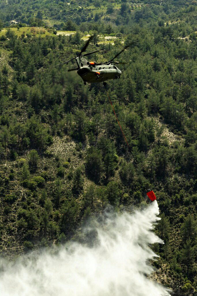 RAF Chinooks train for Cyprus wildfire season