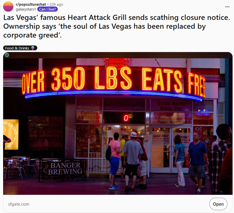Outrage as iconic Vegas landmark closes over 'corporate greed' claims