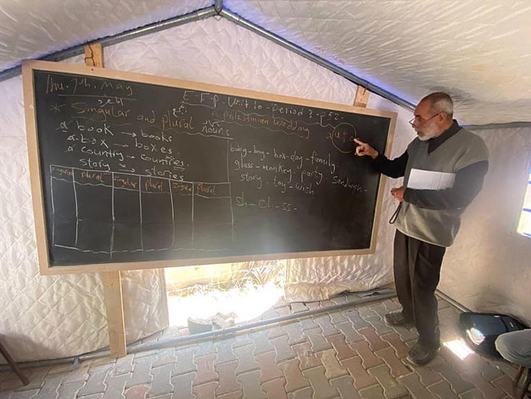 Gaza students sit exams in tents as nearly all schools lie in ruins
