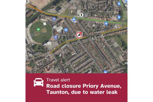 Taunton road closed for urgent repairs after water leak reported