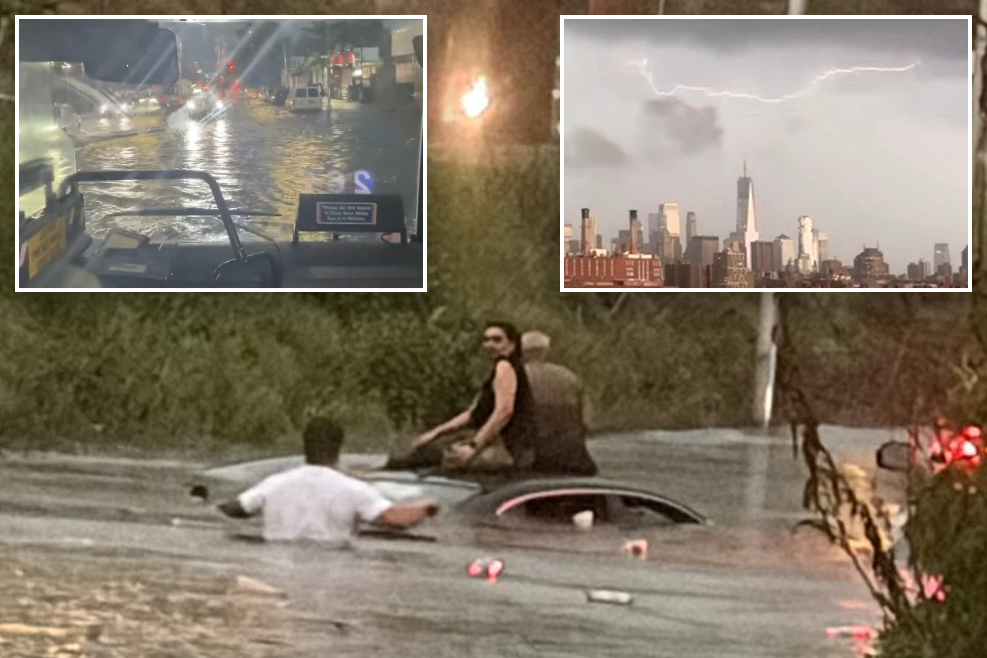 New York City hit with flash floods, leaving drivers submerged