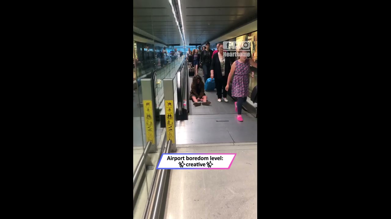 Moving walkway fail funny airport moment ends in panic & rescue | Heartsome
