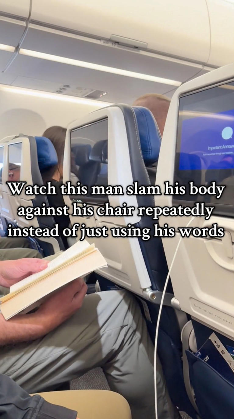 Rude passenger repeatedly slams seat back into too-tall man behind him ...