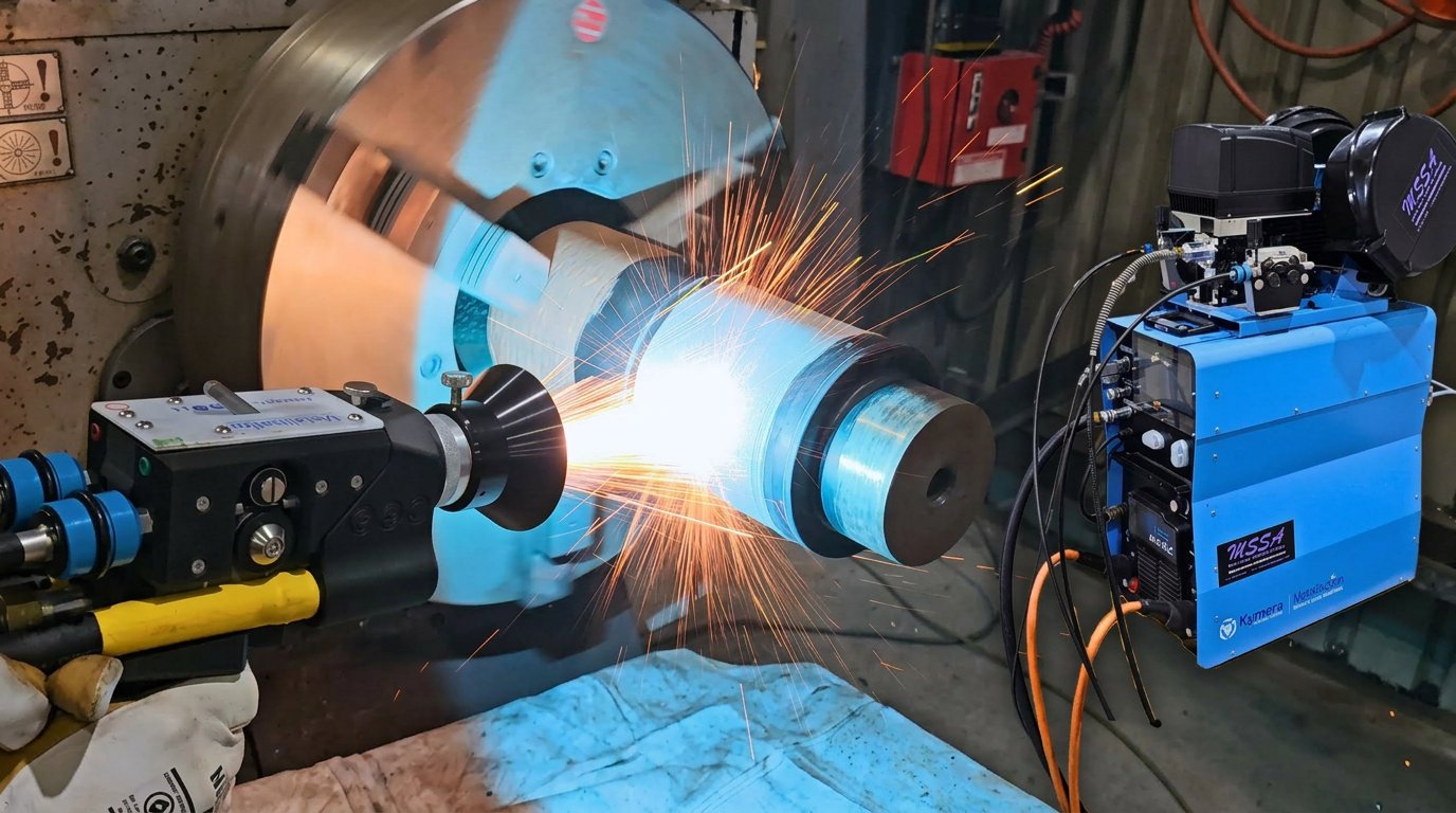 Testing the new I450 arc spray machine