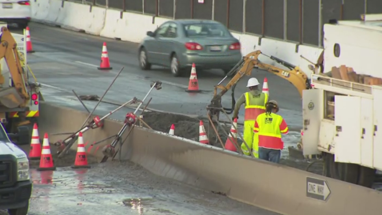 Roads near LAX closed as crews patch natural gas leak, water main break